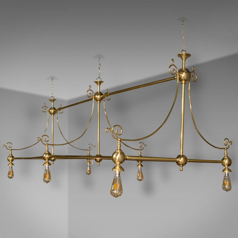 Large Vintage Suspended Billiards Light, English, Lamp, Games Room ...