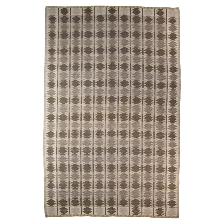 Large Vintage Swedish Flat-Weave Carpet, Sweden, 1960's For Sale at 1stDibs
