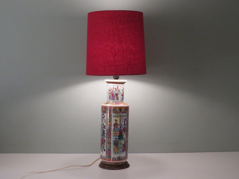 Large Vintage Table Lamp with a Handmade Custom Lampshade For Sale at ...
