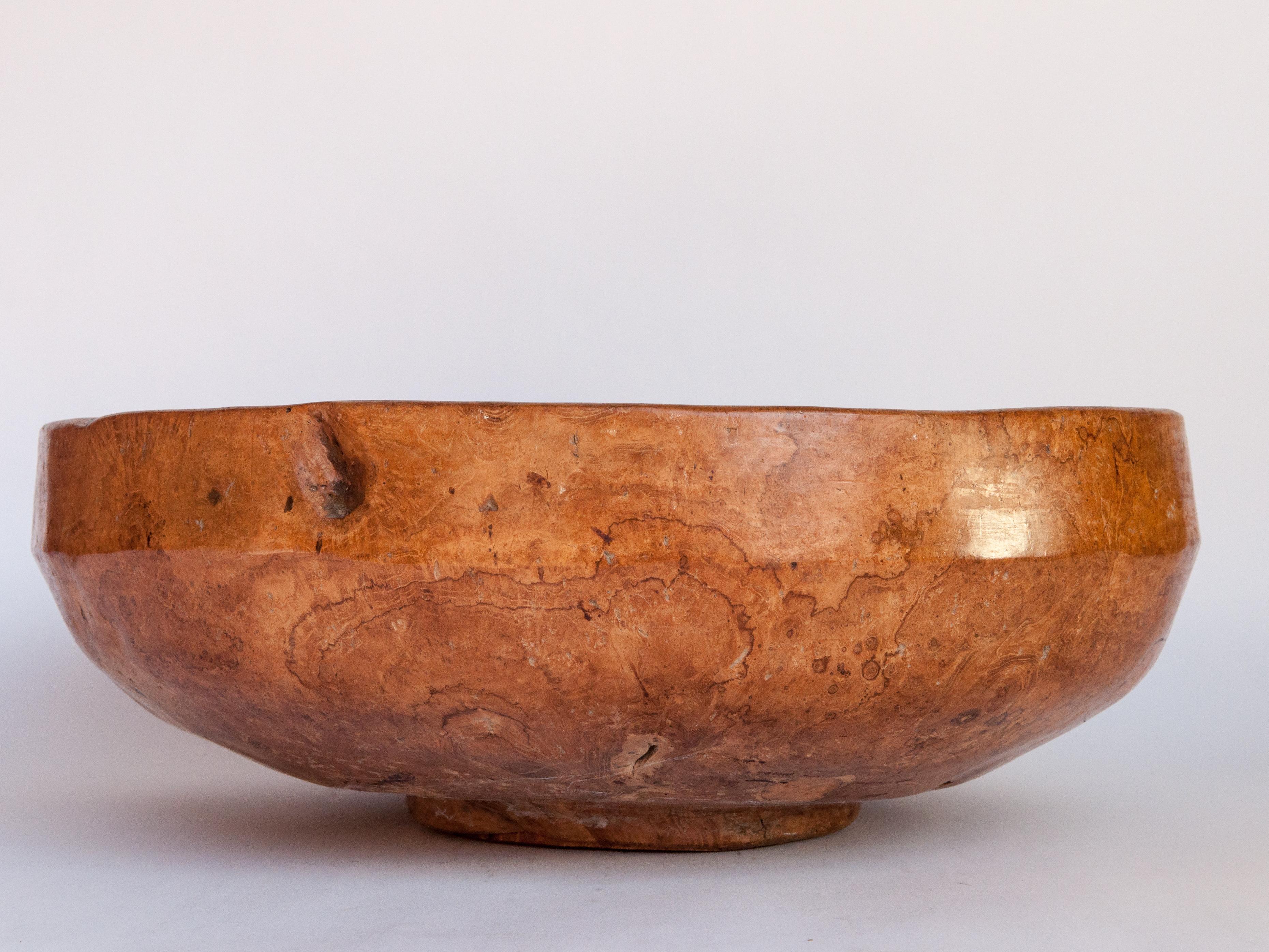 Large Vintage Teak Burl Wood Bowl, Java, Mid-20th Century at 1stDibs