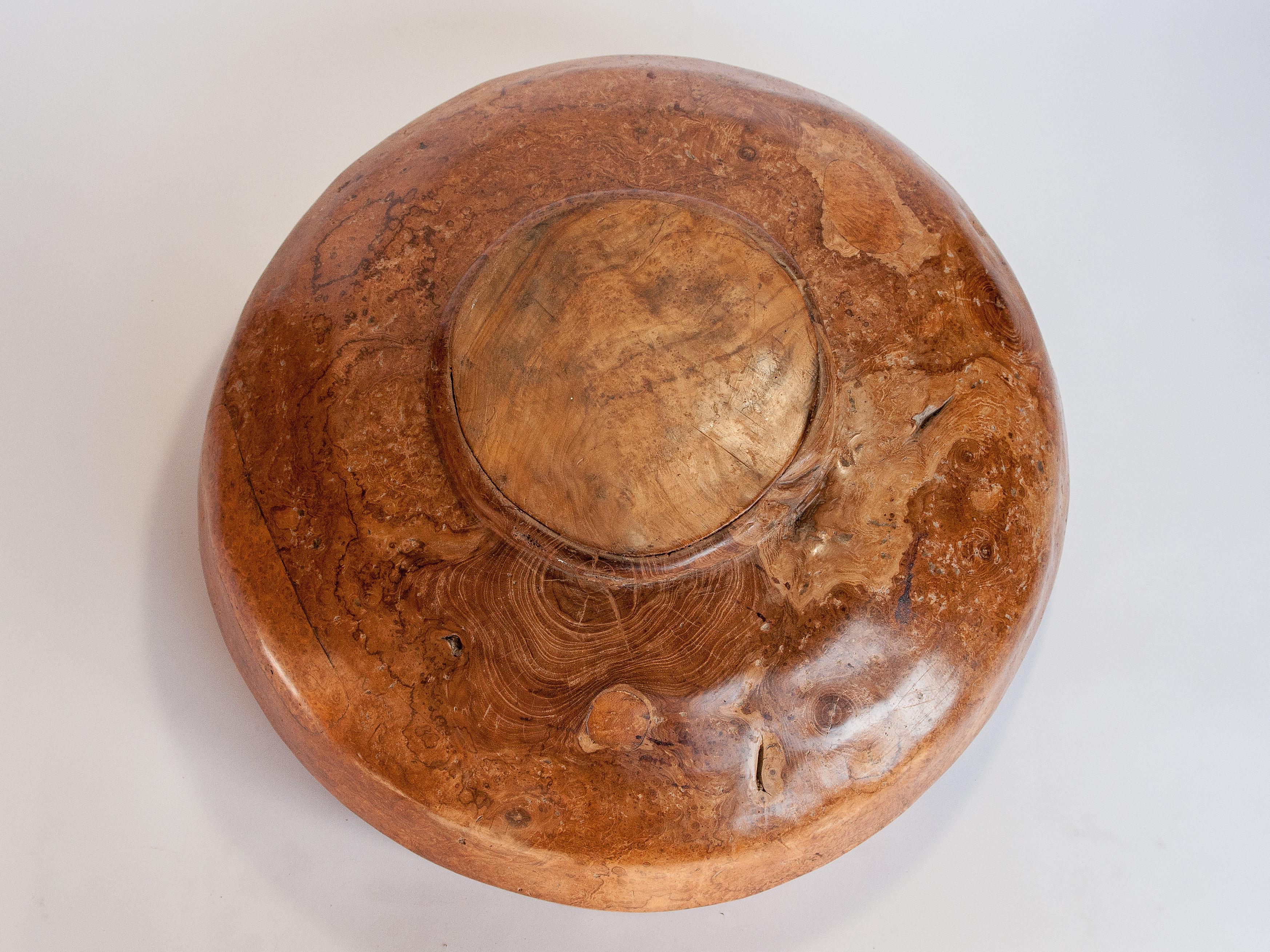 Large Vintage Teak Burl Wood Bowl, Java, Mid-20th Century at 1stDibs