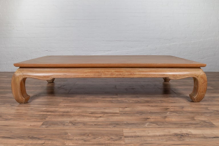 Large Vintage Thai Ming Dynasty Style Teak Coffee Table with Natural ...