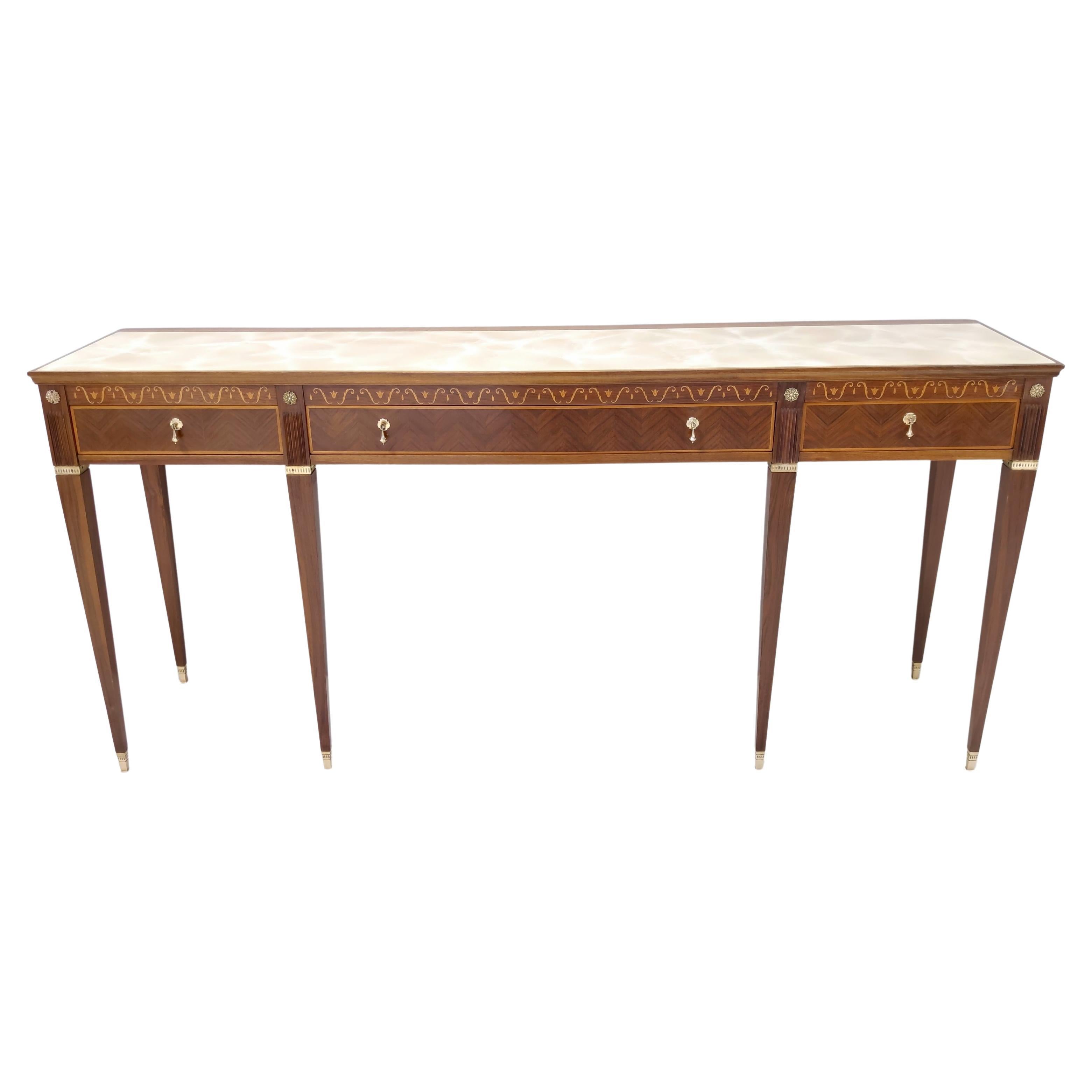 Rosewood and Glass Console Table in the Style of Paolo Buffa, 1950s at ...