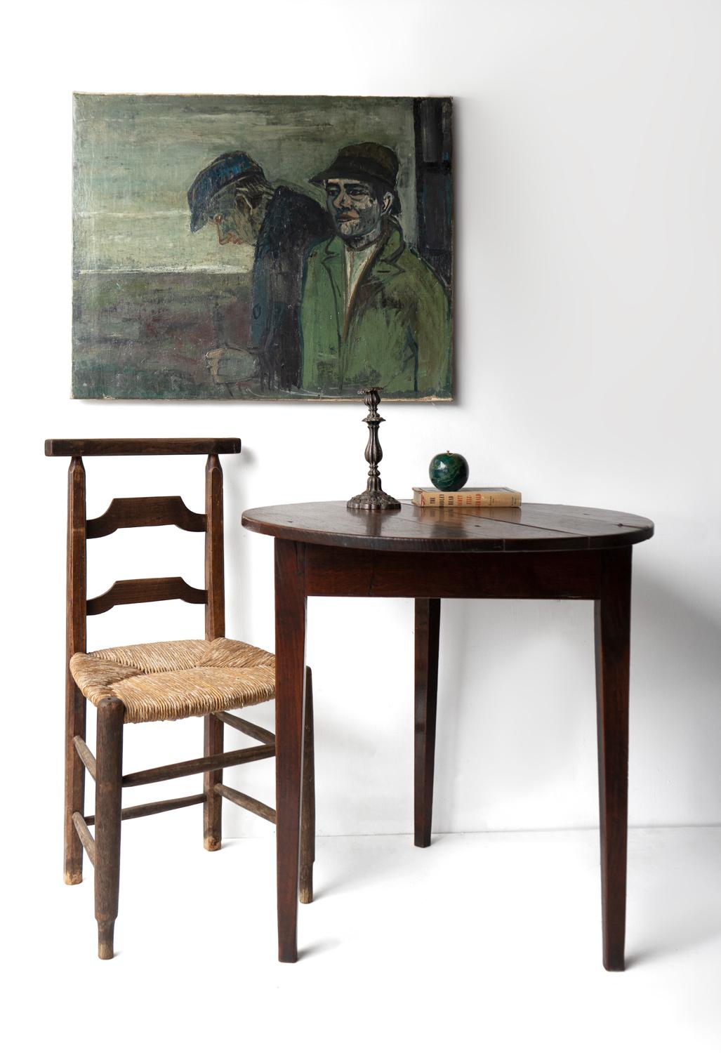 Large Vintage Welsh Portrait Of Two Farmers In A Landscape, Oil On ...