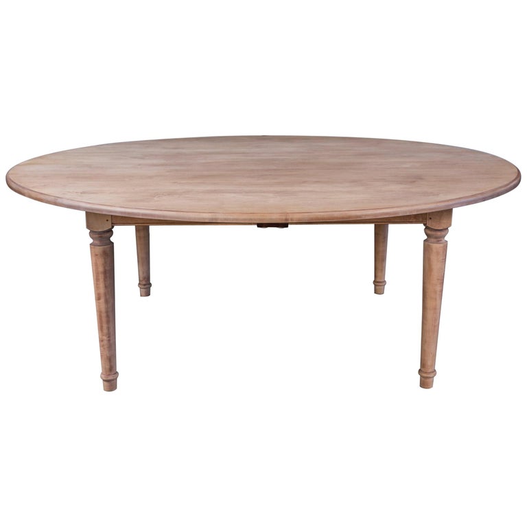 Large Vintage White Washed Walnut Table at 1stDibs