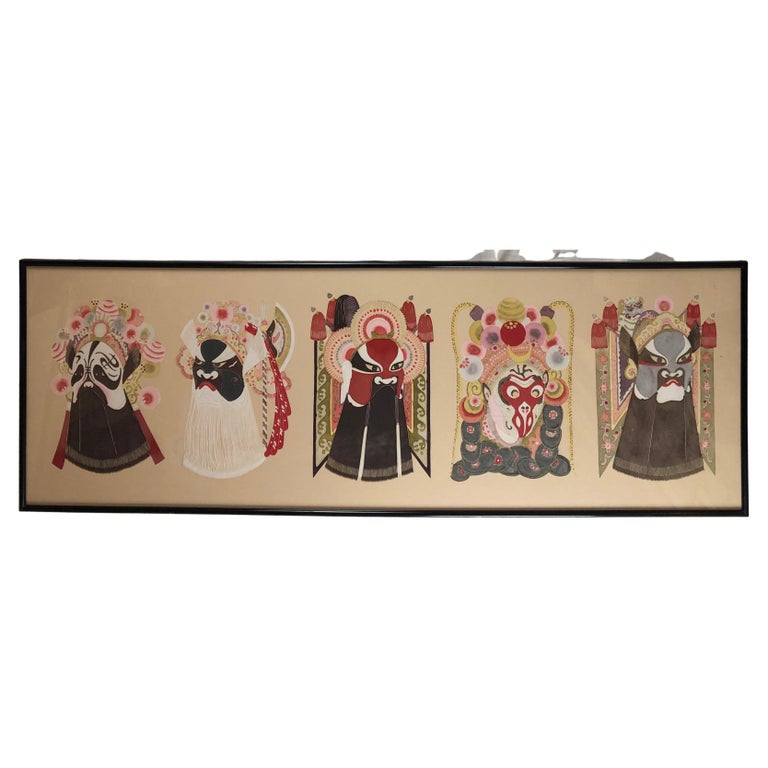 Large Wall Hanging Mixed Media of 5 Ceremonial Deity Masks For Sale at ...