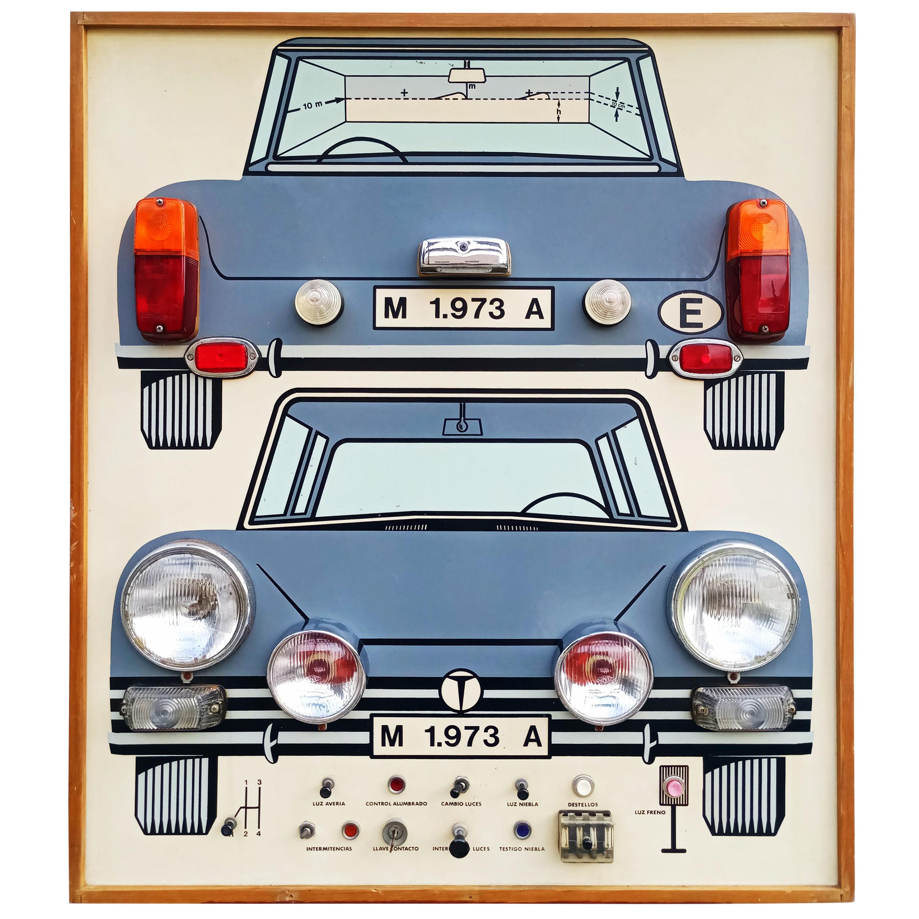 Large Wall Lamp Decoration, Driving School, 1970s at 1stDibs