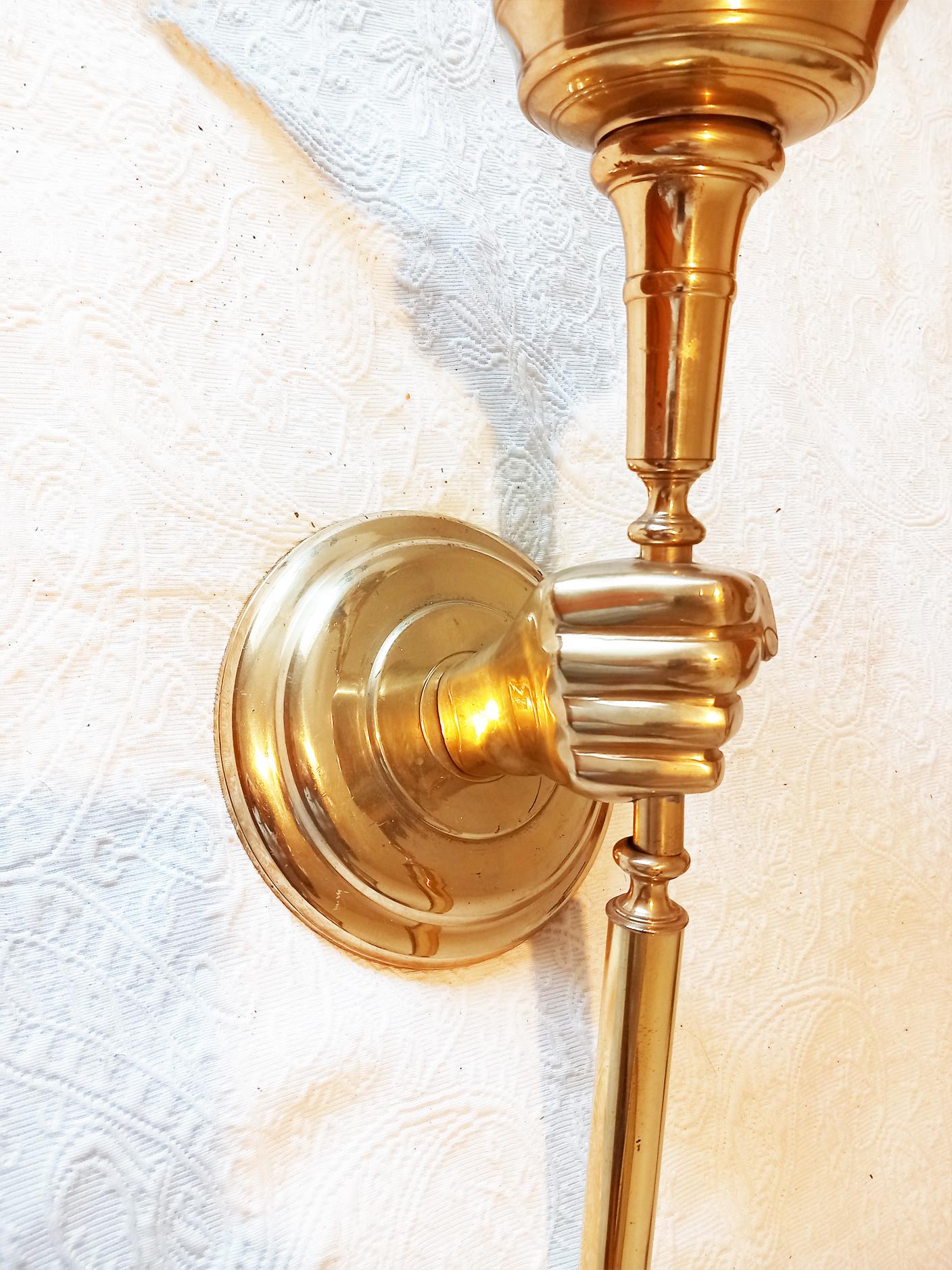 Wall Sconce Art Deco Size 76cm Fist or Hand Holding Torch Early 20thC ...