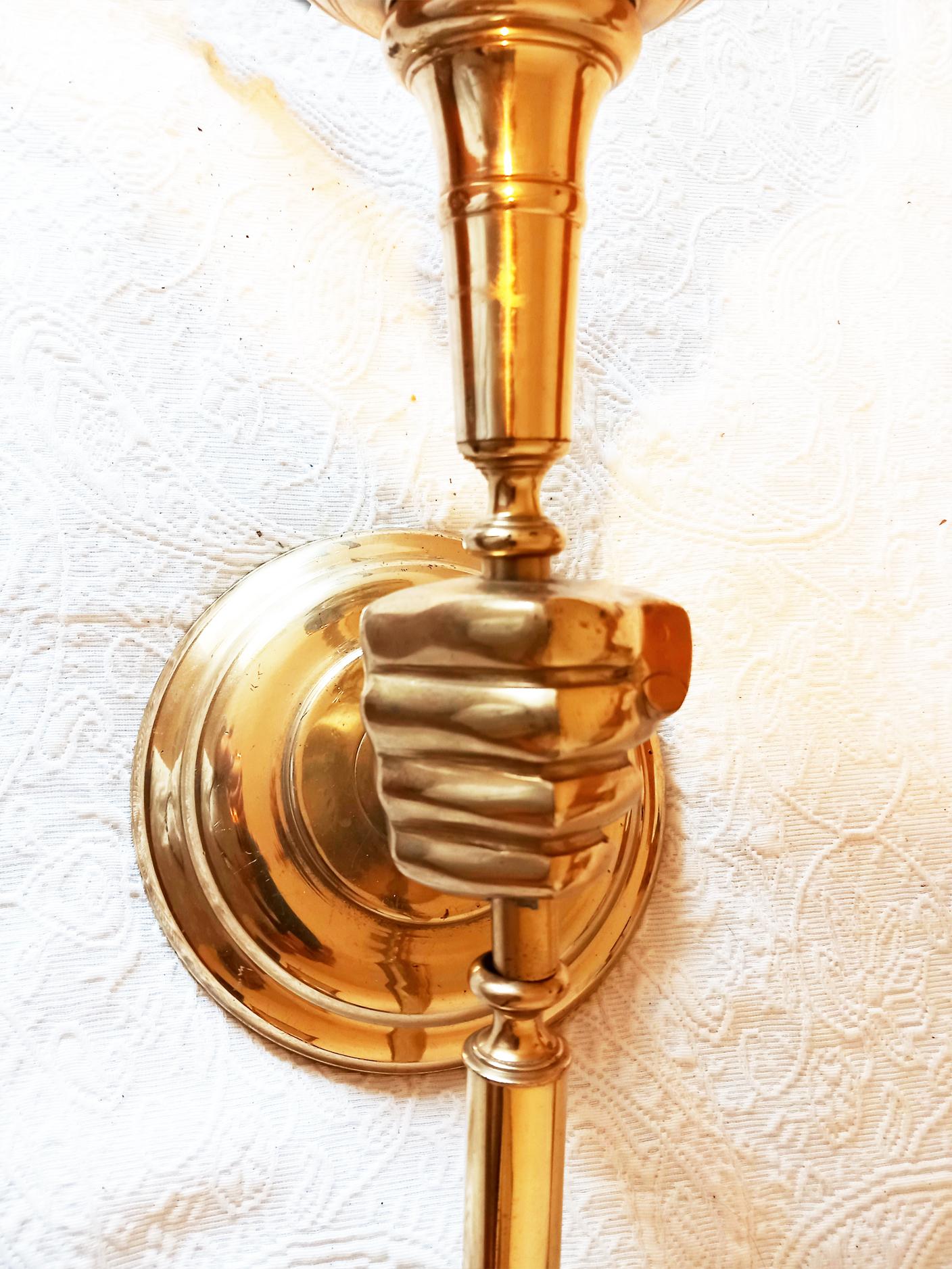 Wall Sconce Art Deco Size 76cm Fist or Hand Holding Torch Early 20thC ...