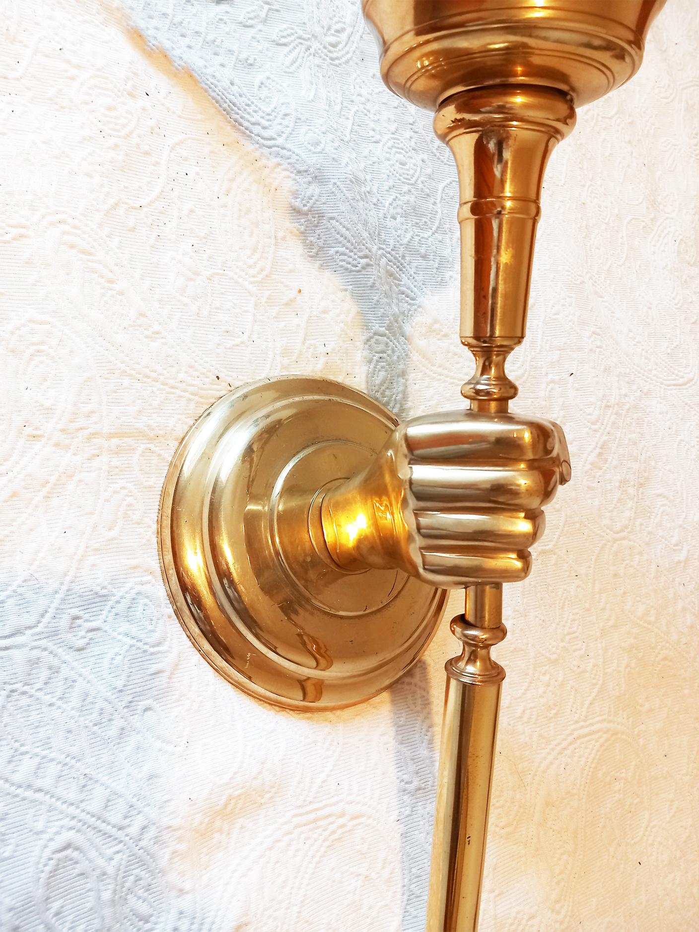 Wall Sconce Art Deco Size 76cm Fist or Hand Holding Torch Early 20thC ...