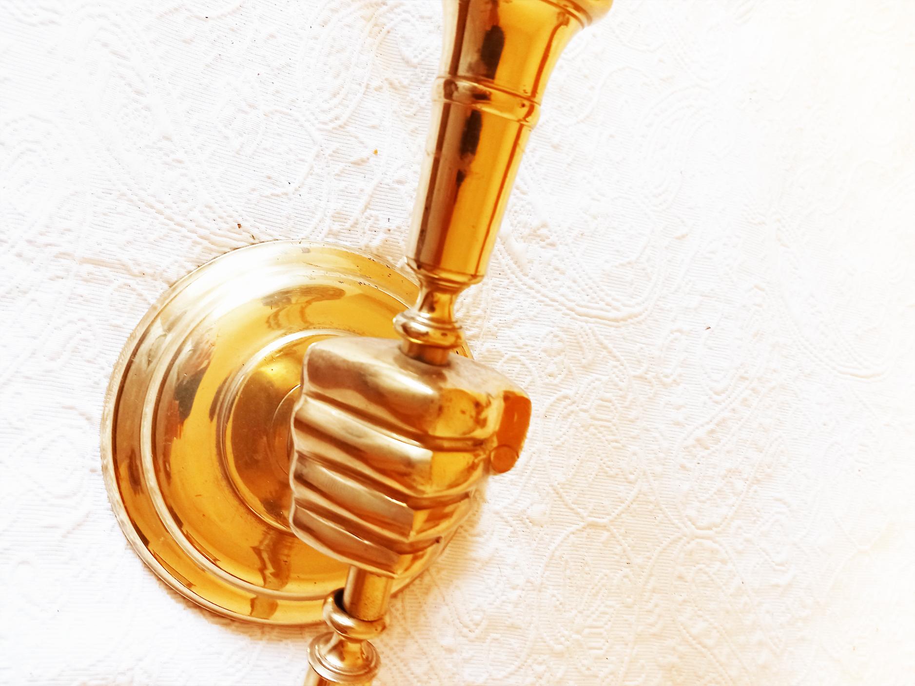 Wall Sconce Art Deco Size 76cm Fist or Hand Holding Torch Early 20thC ...