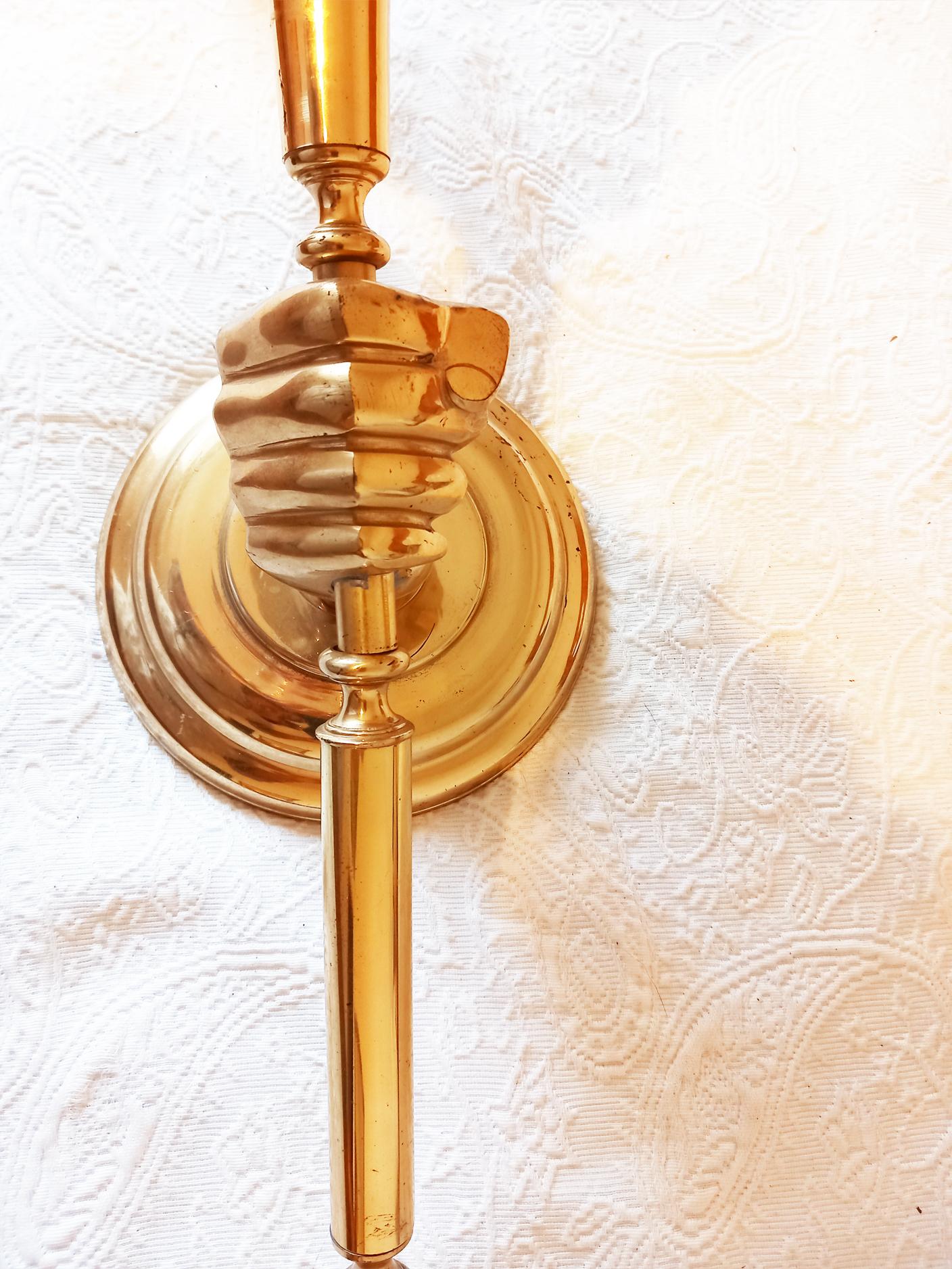 Wall Sconce Art Deco Size 76cm Fist or Hand Holding Torch Early 20thC ...