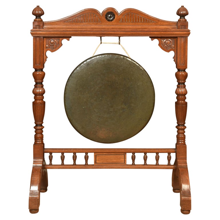 Large Walnut Framed Dinner Gong For Sale at 1stDibs