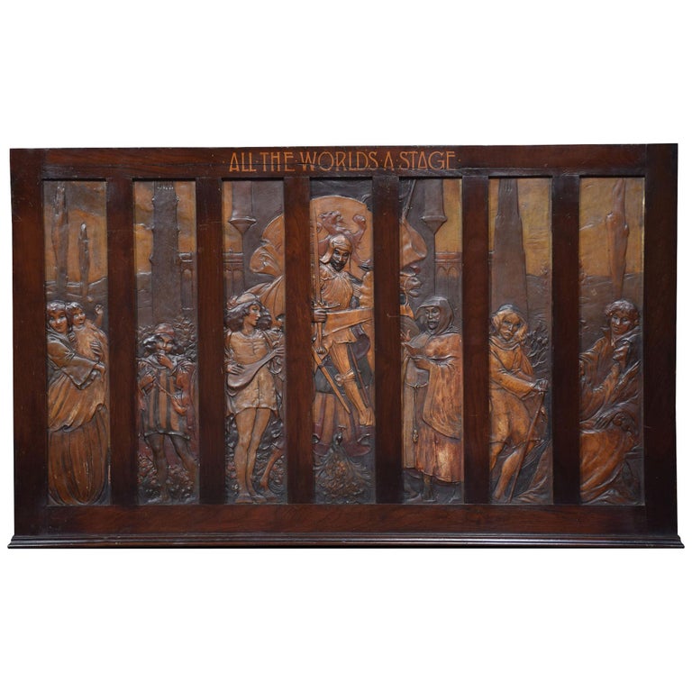 Large Walnut Framed Wall Plaque All the Worlds a Stage For Sale at 1stDibs