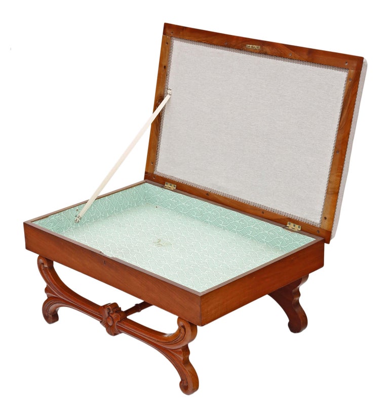 Large Walnut Victorian X Frame Stool Seat Ottoman Chair For Sale at ...