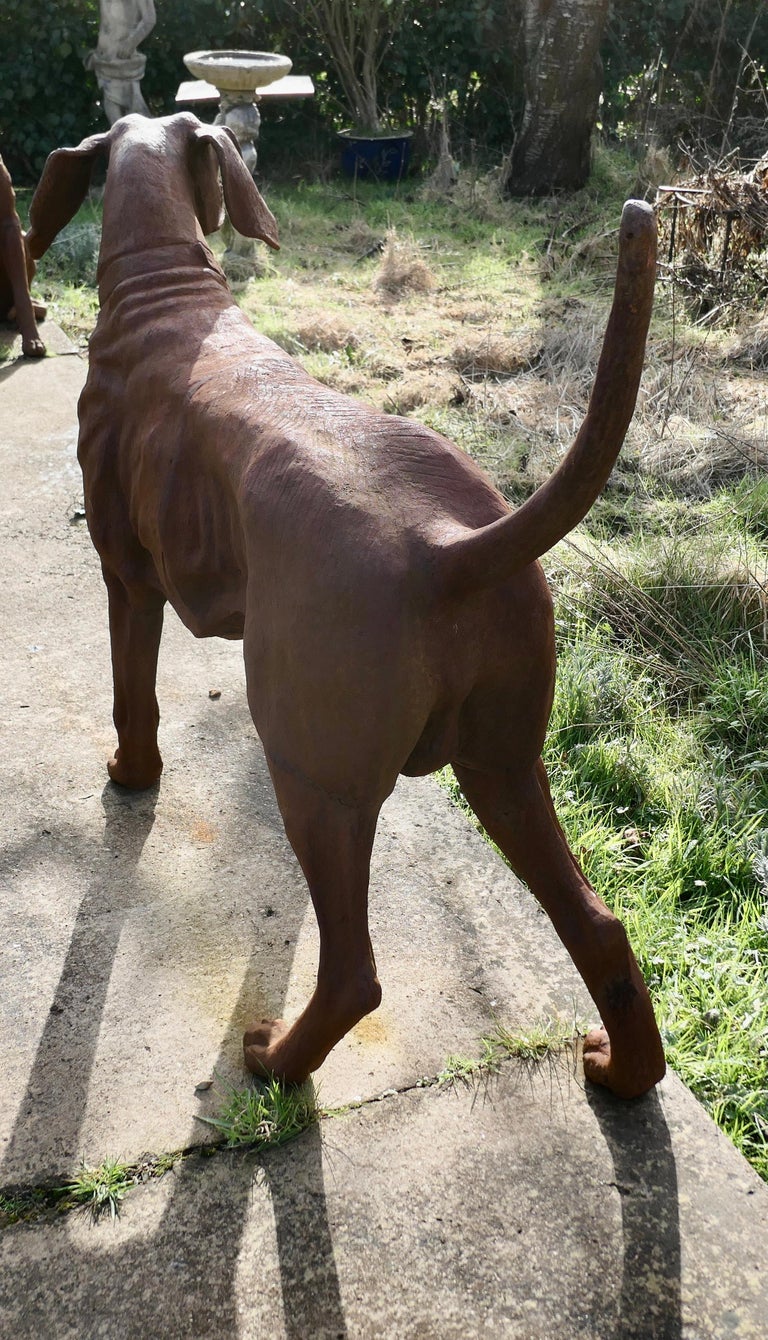 Large Weathered Cast Iron Standing Statue of a Hunting Dog a Very ...