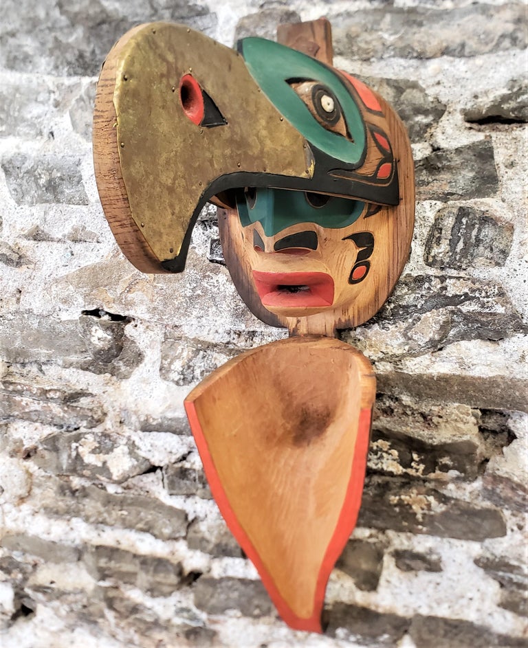Large West Coast Haida Styled Indigenous Folk Art Carved Mask or Wall ...