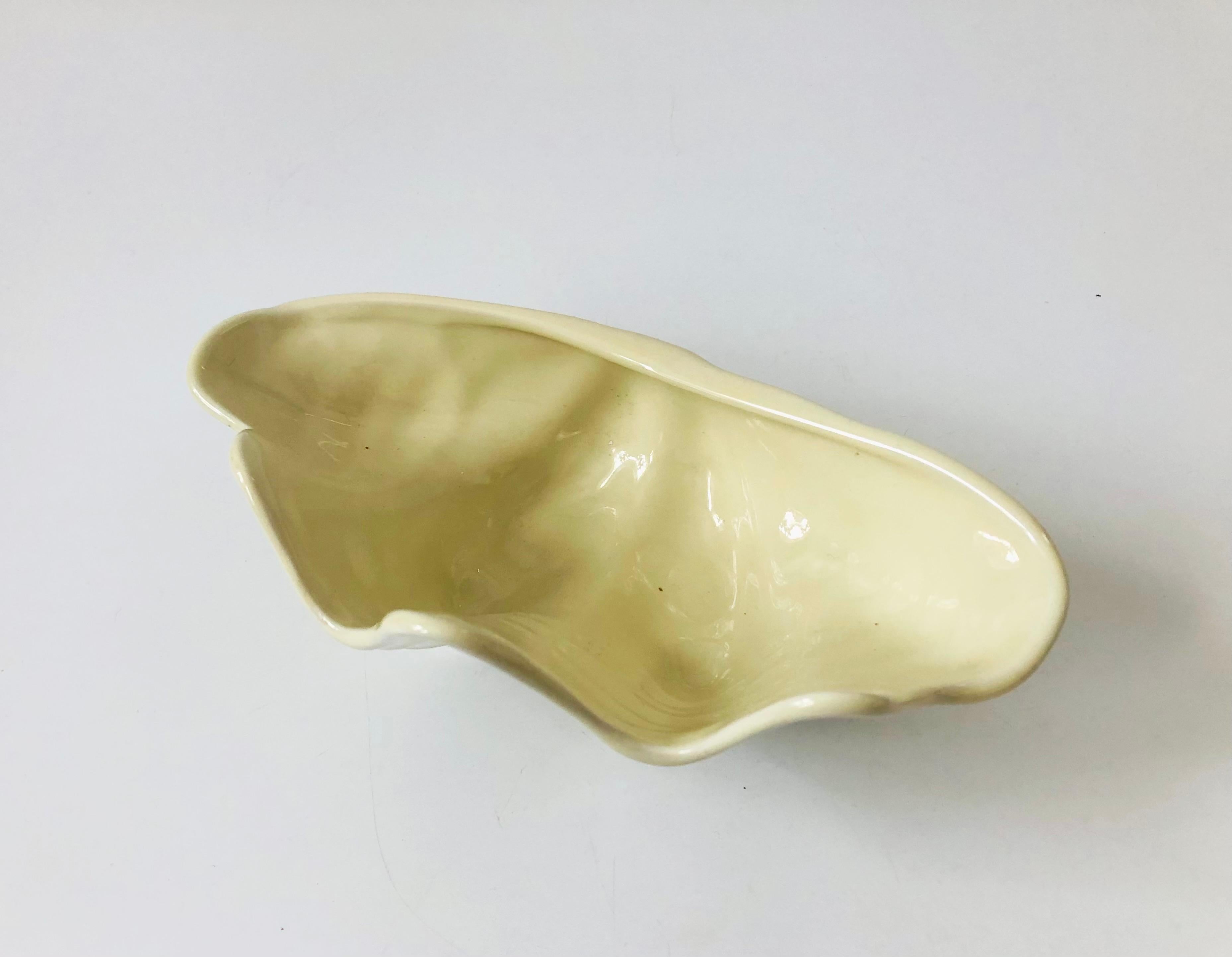 Large White Ceramic Clam Shell Bowl by Hall China at 1stDibs