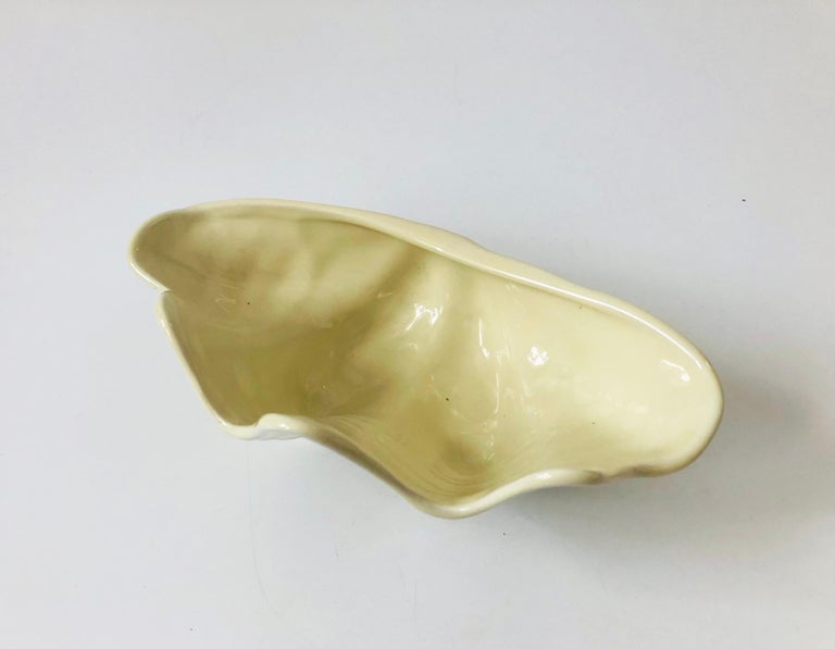Large White Ceramic Clam Shell Bowl by Hall China For Sale at 1stDibs