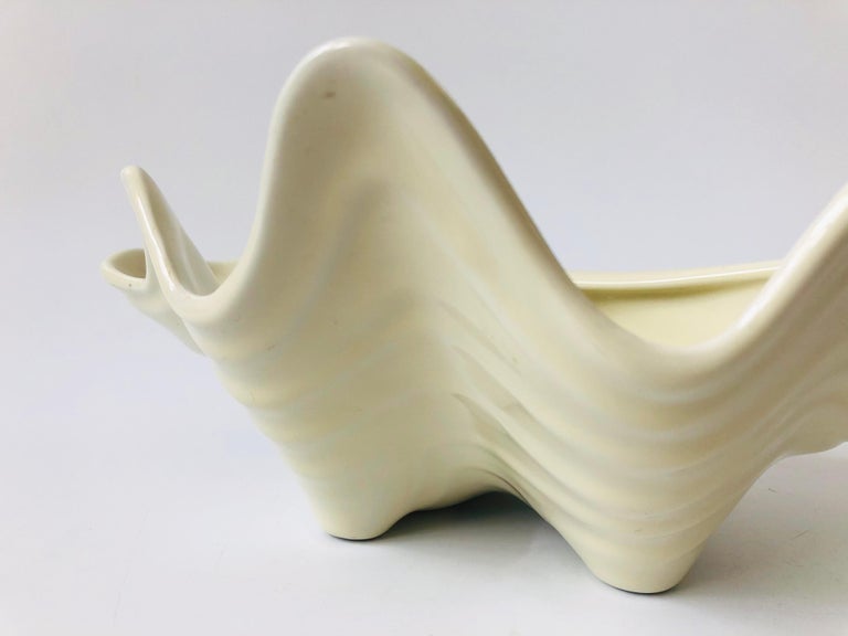 Large White Ceramic Clam Shell Bowl by Hall China For Sale at 1stDibs