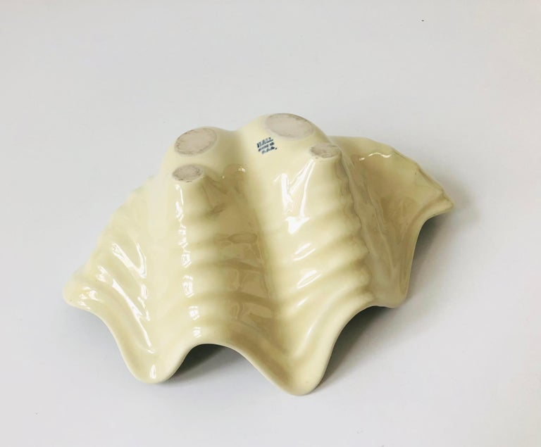 Large White Ceramic Clam Shell Bowl by Hall China For Sale at 1stDibs