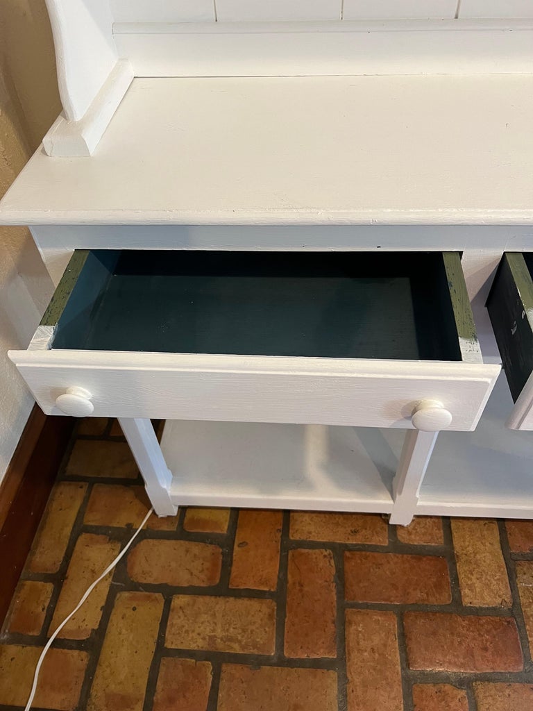 Large White Chalk Paint Hutch with Drawers For Sale at 1stDibs