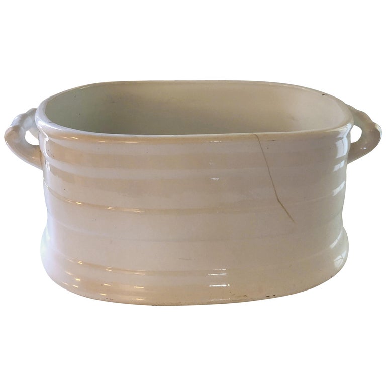 Large White French Porcelain Champagne Cooler/Ice Bucket/Planter with ...