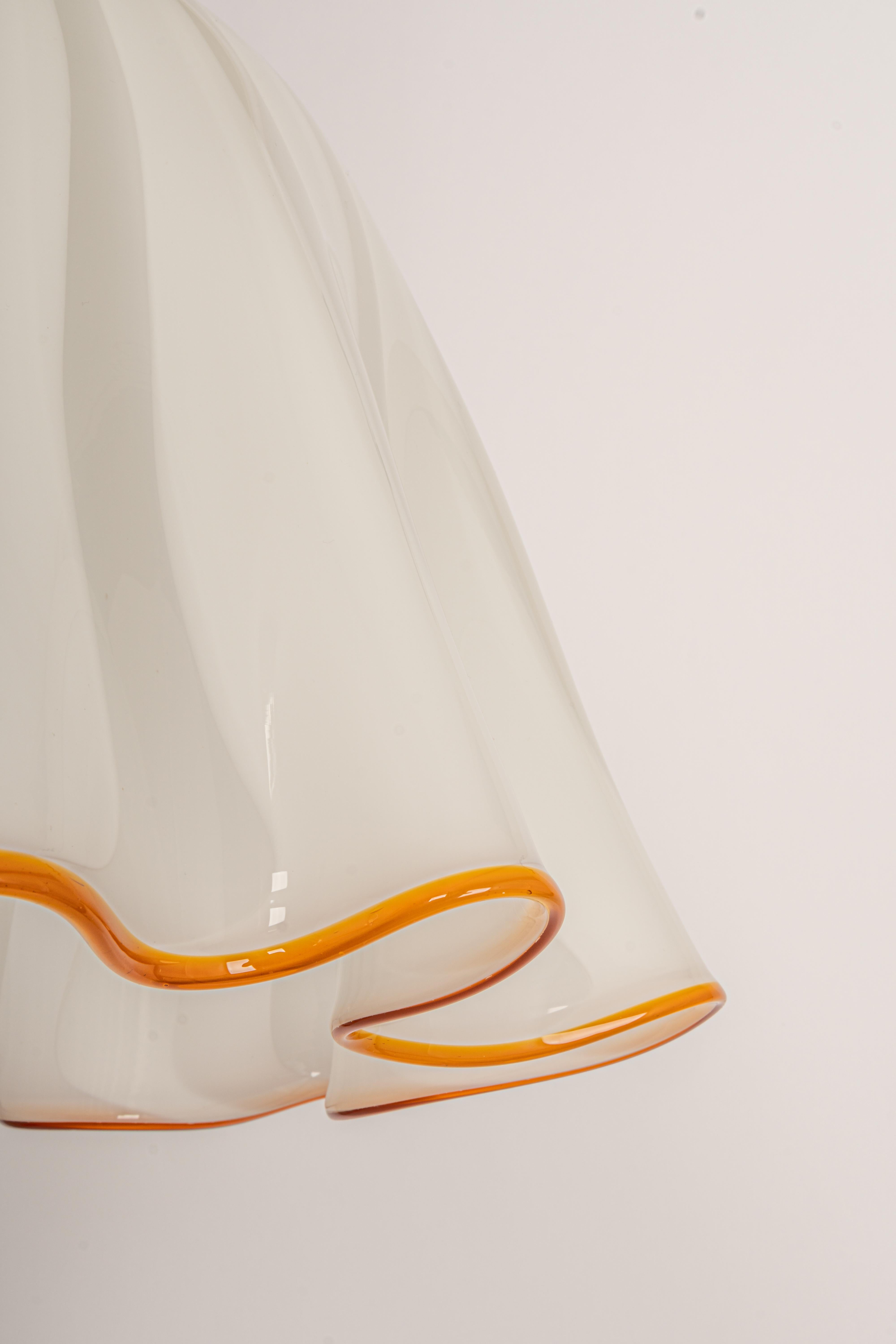 Large White Glass Pendant Light by Kalmar-Fazzoletto, Austria, 1970s ...