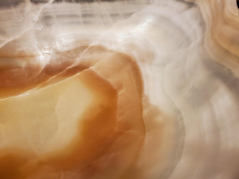 Large White, Gold and Rust Hand Carved Onyx Bowl or Centerpiece at ...