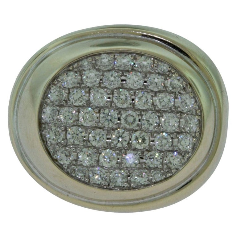 Large White Gold Wide Band Diamond Ring at 1stDibs