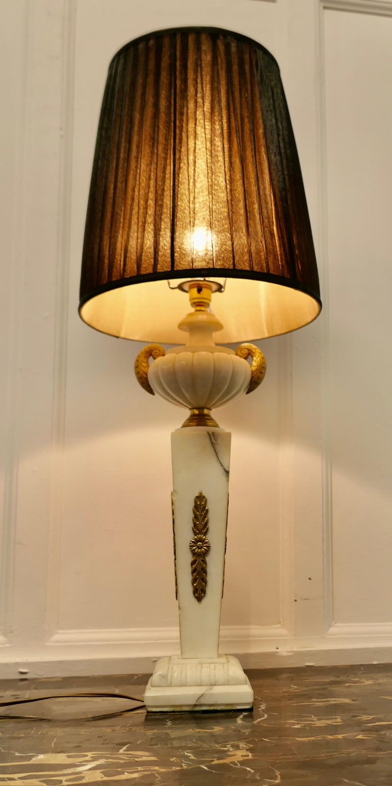 Large White Marble Classical Greek Style Table Lamp For Sale at 1stDibs