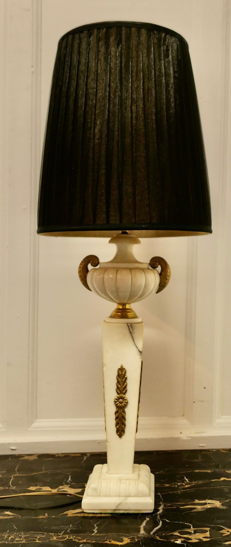 Large White Marble Classical Greek Style Table Lamp For Sale at 1stDibs