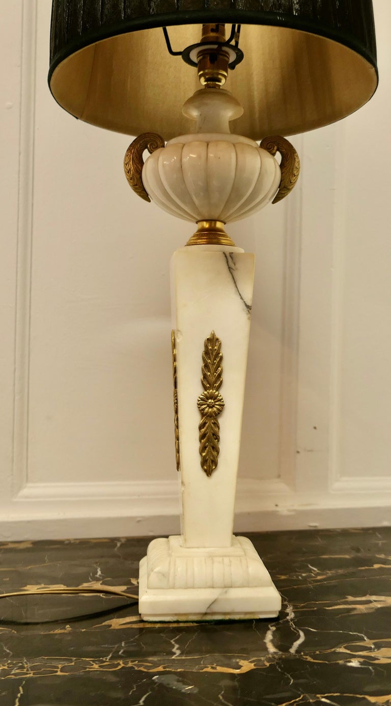 Large White Marble Classical Greek Style Table Lamp For Sale at 1stDibs