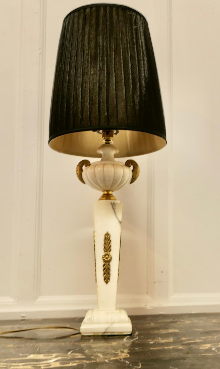 Large White Marble Classical Greek Style Table Lamp For Sale at 1stDibs