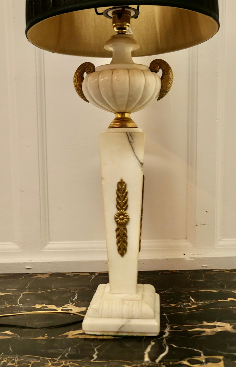 Large White Marble Classical Greek Style Table Lamp For Sale at 1stDibs