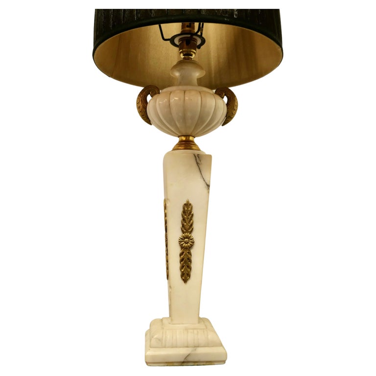 Large White Marble Classical Greek Style Table Lamp For Sale at 1stDibs
