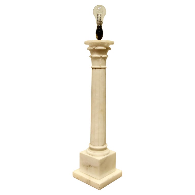 Large White Marble Corinthian Column Table Lamp For Sale at 1stDibs ...