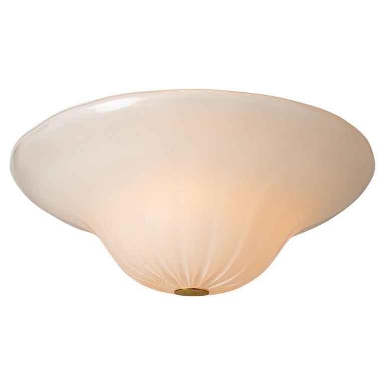 Large White Milk Glass Flush Mount by J.T. Kalmar, 1970s For Sale at ...