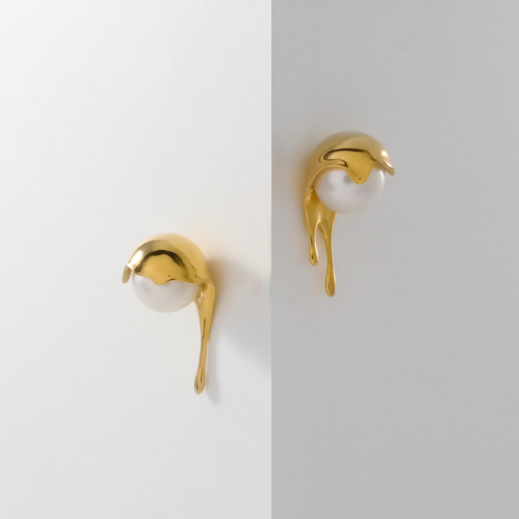 Melting White Pearl 24k Gold Vermeil Earrings For Sale at 1stDibs ...