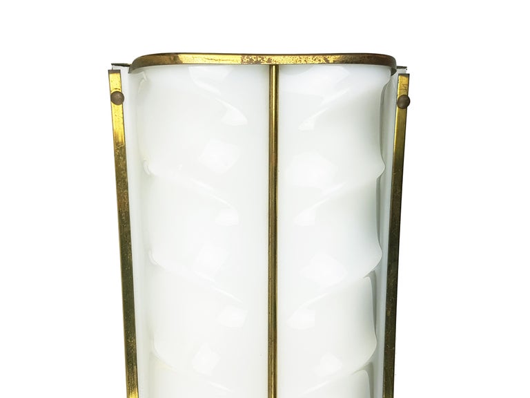 Large white perspex and metal, brass 1950s wall lamp from old italian ...