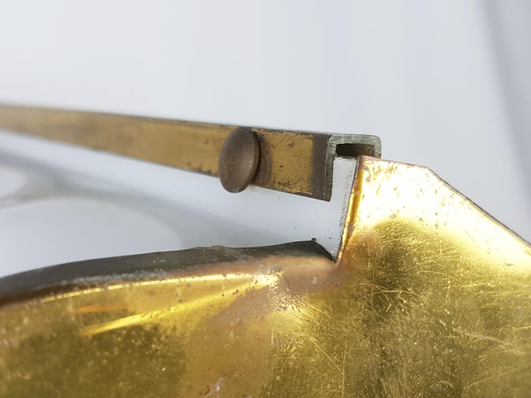 Large white perspex and metal, brass 1950s wall lamp from old italian ...