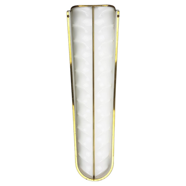 Large white perspex and metal, brass 1950s wall lamp from old italian ...
