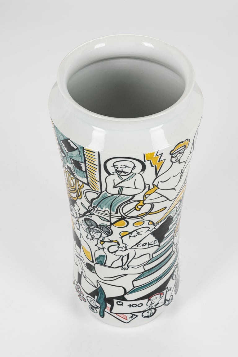 "Massage" Large White Porcelain Vase by Luce Raggi, Italy / China ...