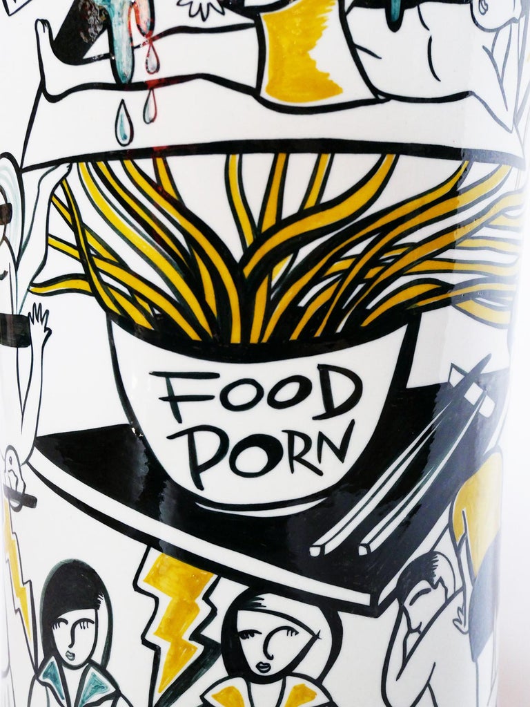 "Massage" Large White Porcelain Vase by Luce Raggi, Italy / China ...