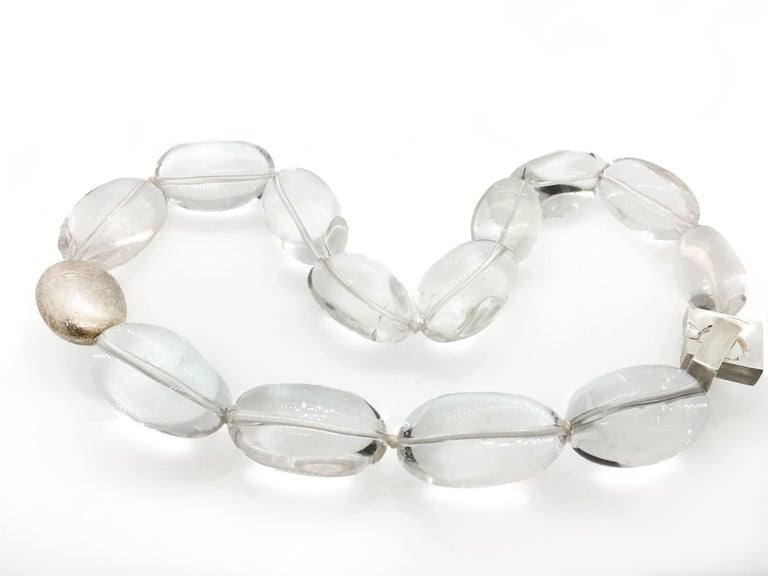 Large White Quartz Necklace with Silver Elements For Sale at 1stDibs
