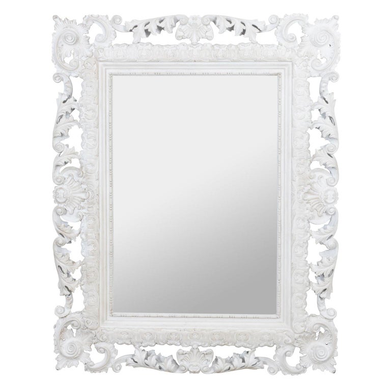 Large White Rococo Style Mirror For Sale at 1stDibs | white rococo mirror