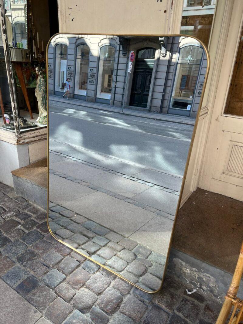 Large Wide Brass Mirror, Curved corners- Italy Midcentury For Sale at ...