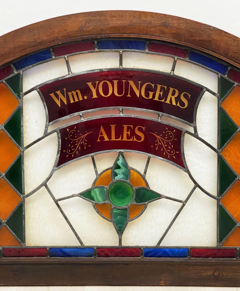 Large Wm. Youngers Ales Stained Glass Pub Sign from Scotland For Sale ...