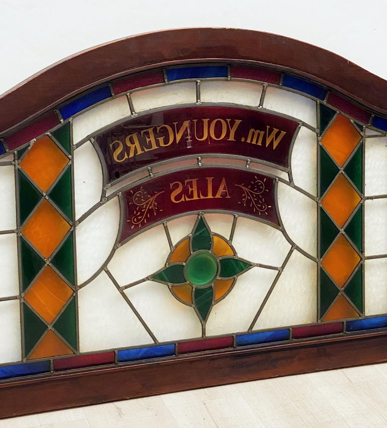 Large Wm. Youngers Ales Stained Glass Pub Sign from Scotland For Sale ...