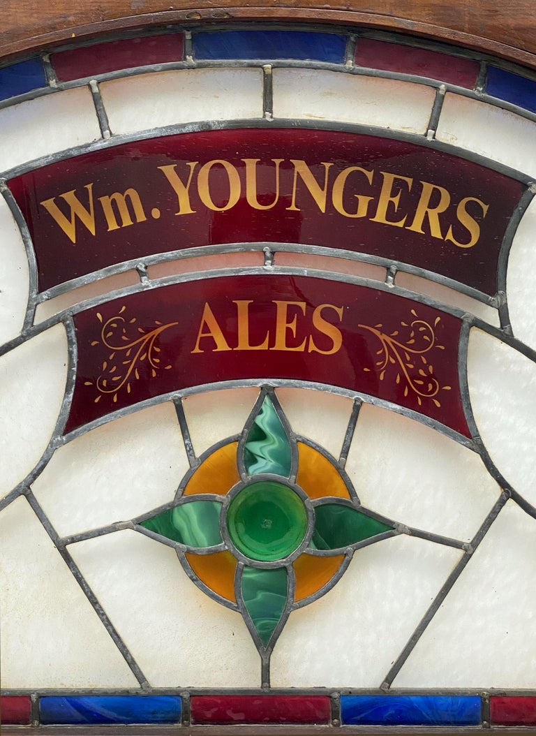 Large Wm. Youngers Ales Stained Glass Pub Sign from Scotland For Sale ...